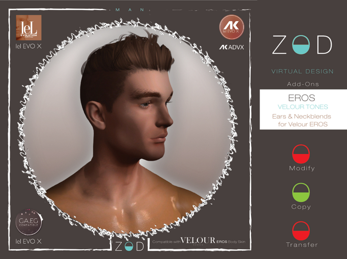 Second Life Marketplace - ZOD_EVO X Velour Skin EROS Ears & Neckblends ...